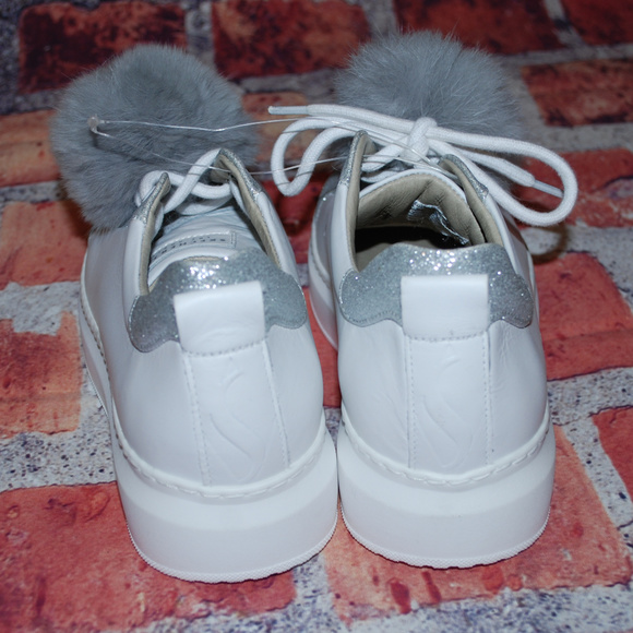 Skechers | Shoes | Skecher Street Silver Glitter Pom Sneakers New ...